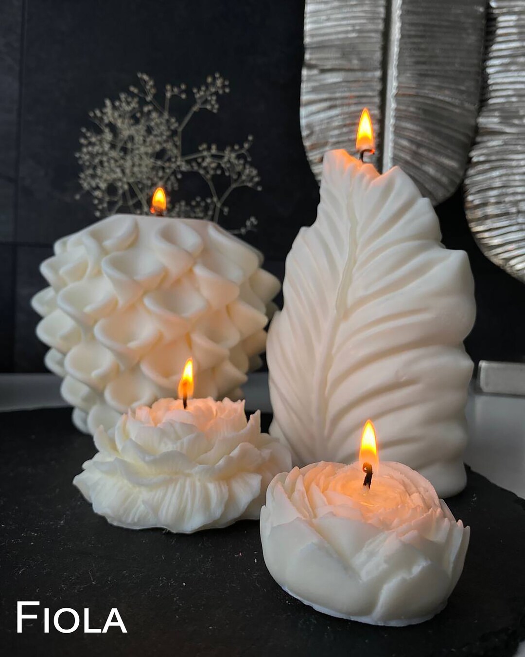 Modern Candles Set | Soy Candles Flowers | Gift Ideas | Sculpture ...