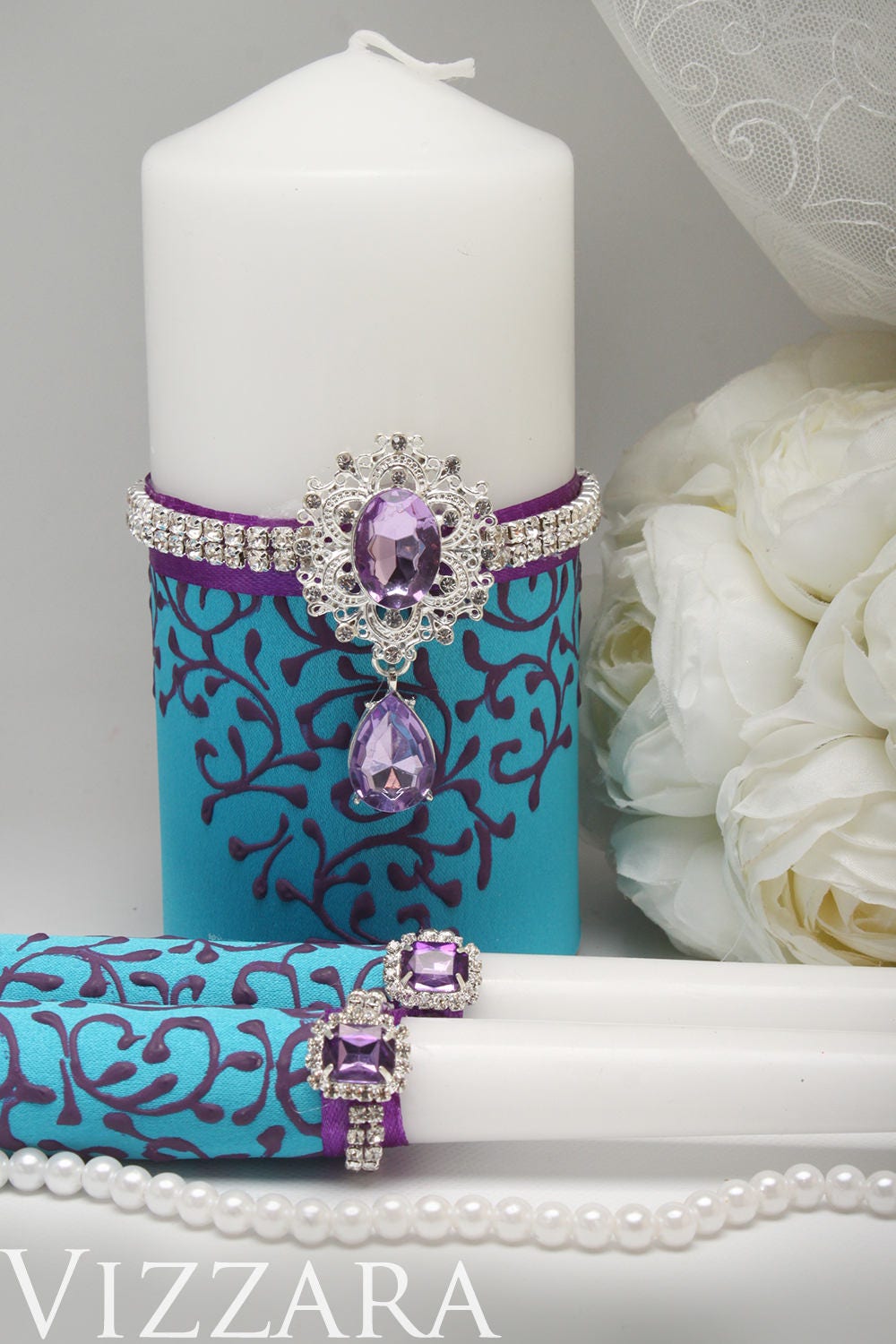 Unity Candles Set Turquoise Wedding Wedding Unity Candle - Etsy