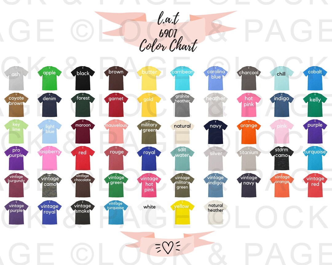 LAT 6901 Color Chart T-shirt Mockup Flat Lay - Etsy