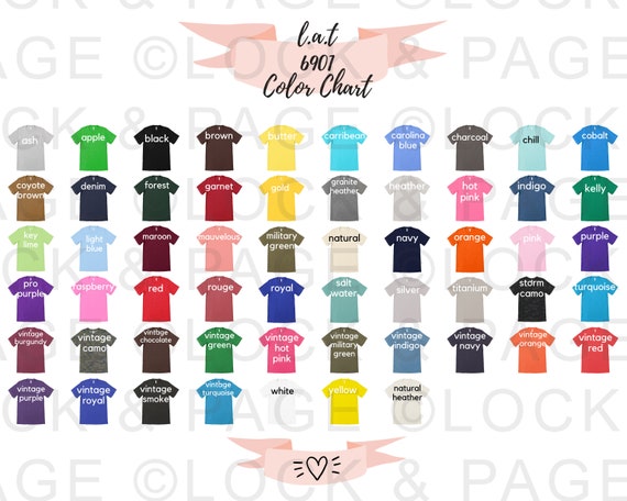 LAT 6901 Color Chart T-shirt Mockup Flat Lay - Etsy