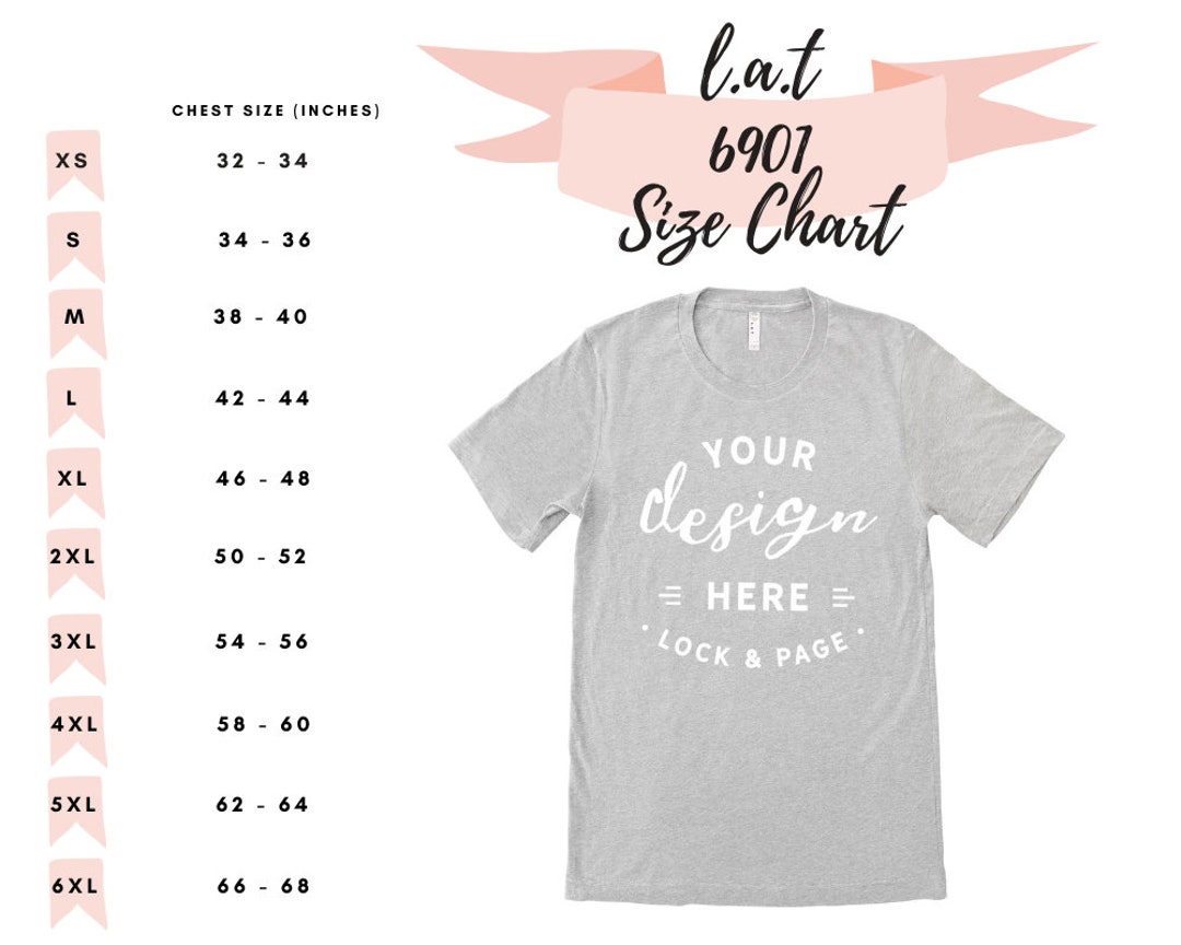 LAT 6901 Size Chart T-shirt Mockup Flat Lay - Etsy