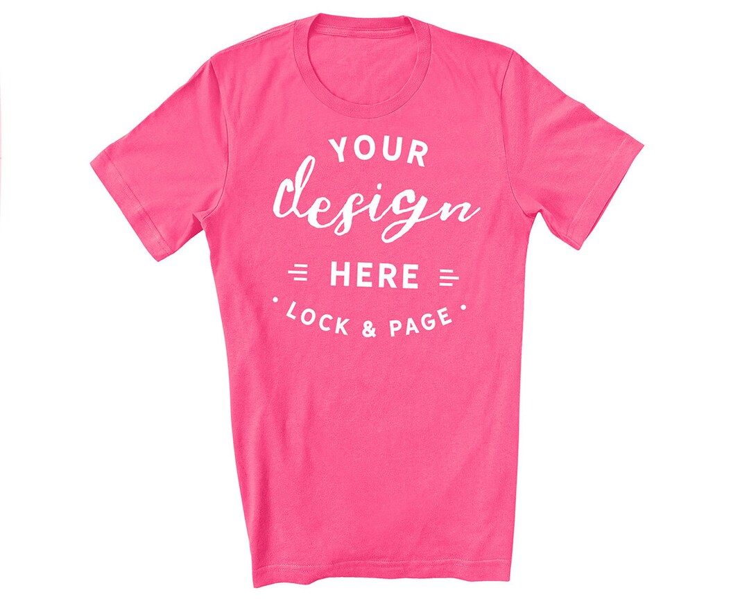Port and Company PC380 Neon Pink T-shirt Mockup, Men's or Unisex Flat ...