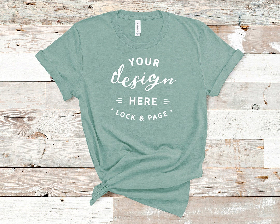 Heather Dusty Blue Bella Canvas 3001 Tshirt Mockup Plain Beach House ...
