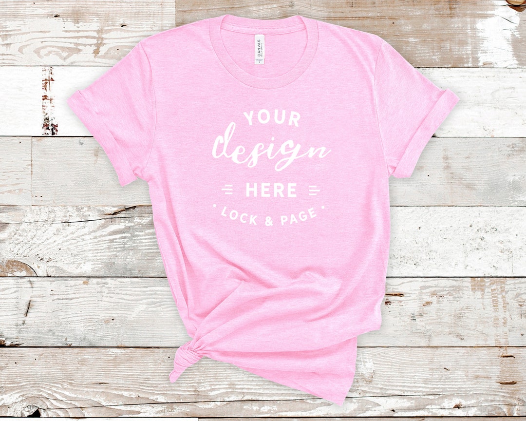 Heather Bubble Gum Bella Canvas 3001 T Shirt Mockup Plain Beach House ...