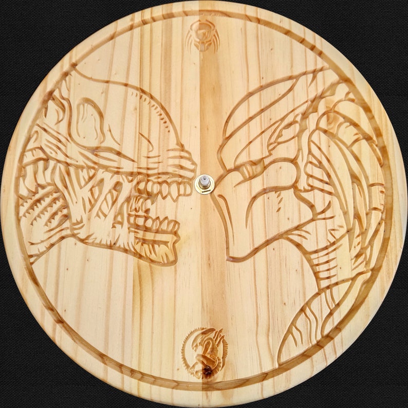 Wall Clock, Wooden Clock, Alien Vs. Predator, Designer Clock, Christmas ...