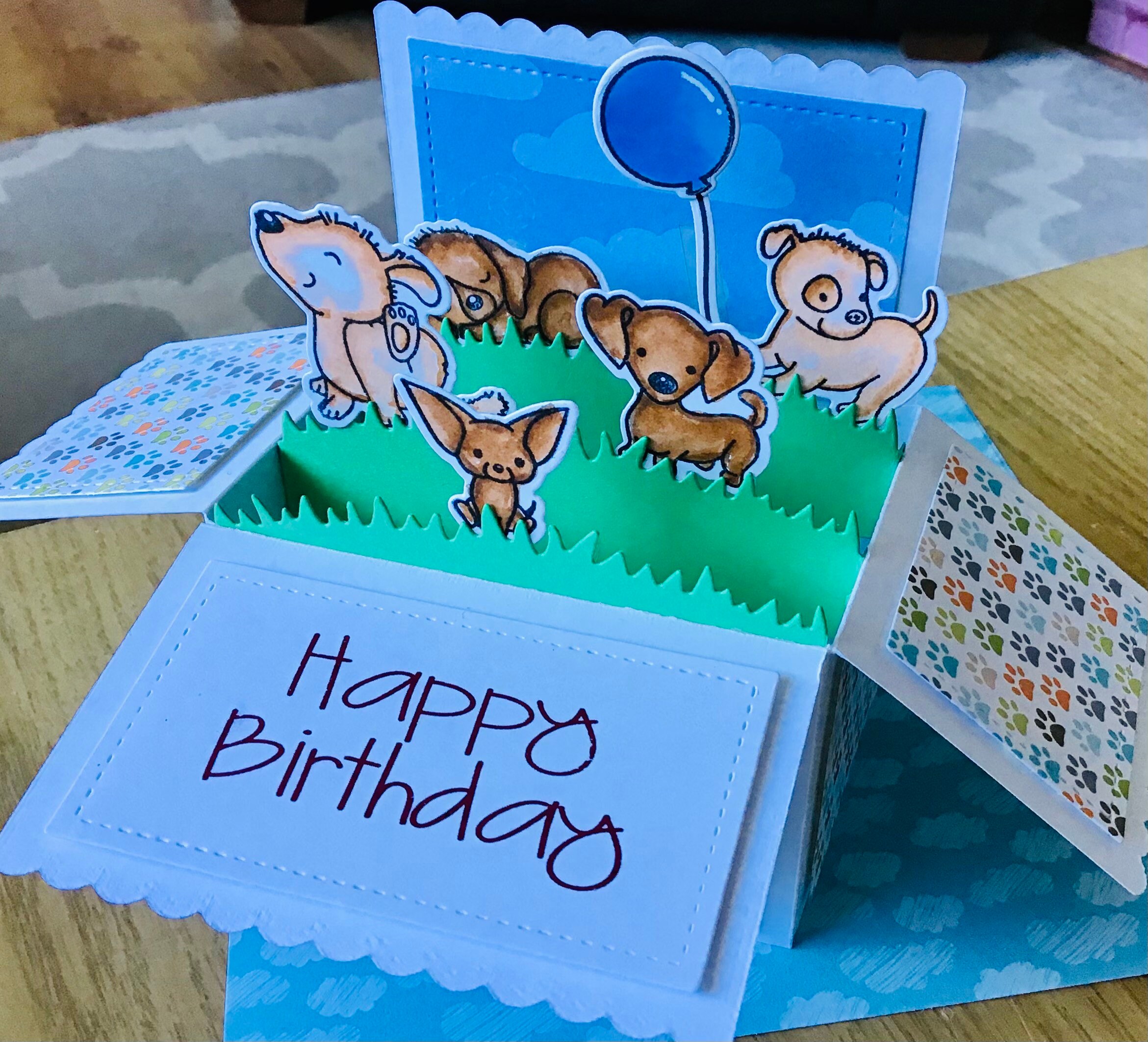 Puppy theme pop up birthday card | Etsy