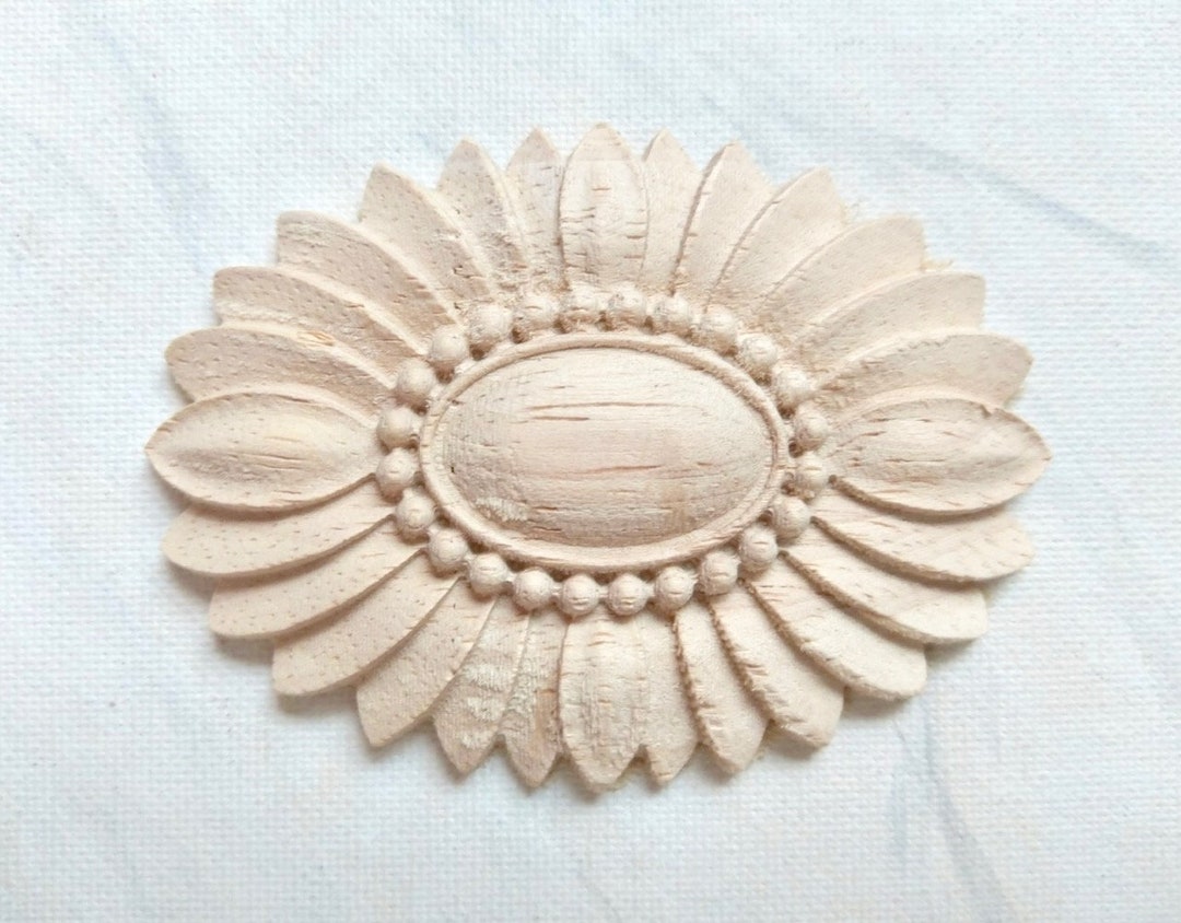 Oval Rosette, Wood Rosette, Oval Applique, Furniture Embellishment ...