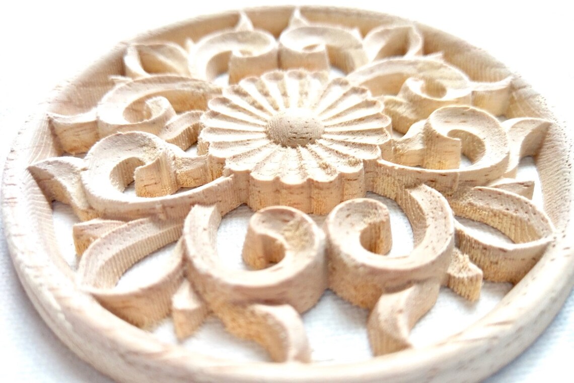 Flower Applique Wood Rosette Round Applique Round Rosette - Etsy