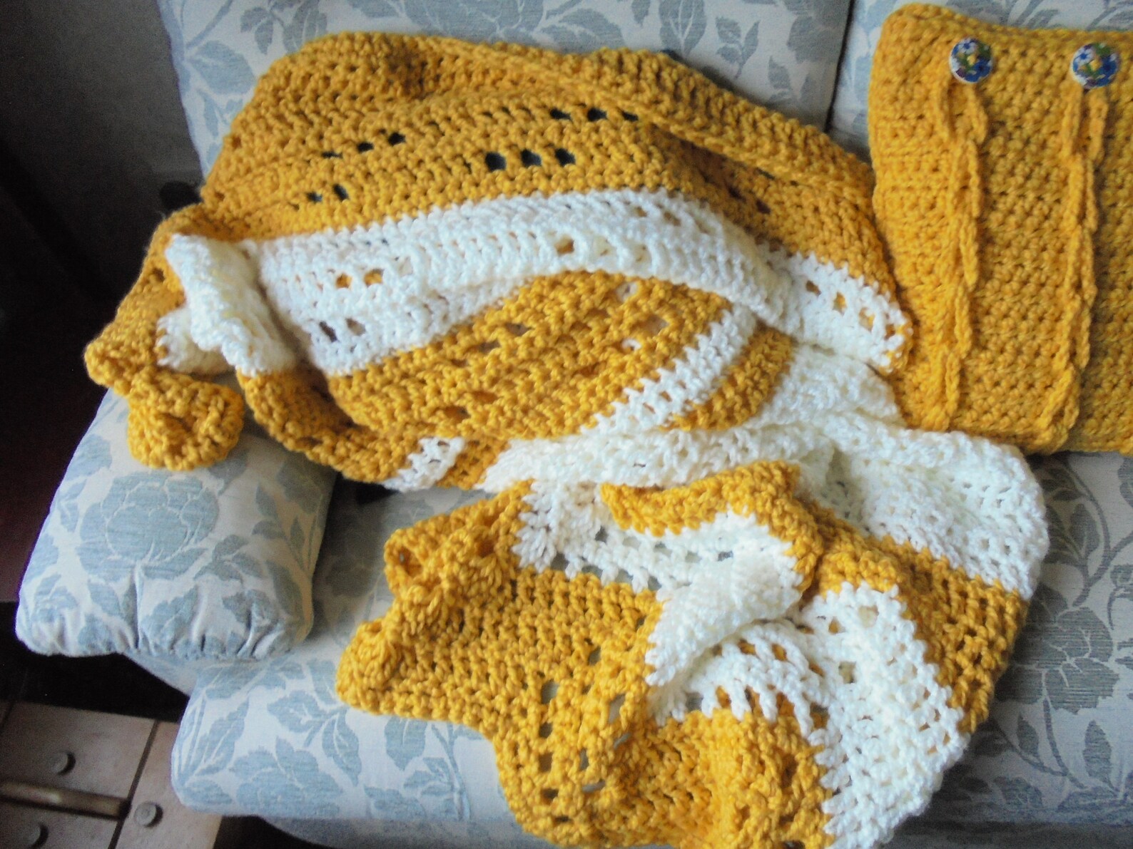 Super Chunky Hand Crocheted Mustard and Cream Throw Crocheted - Etsy