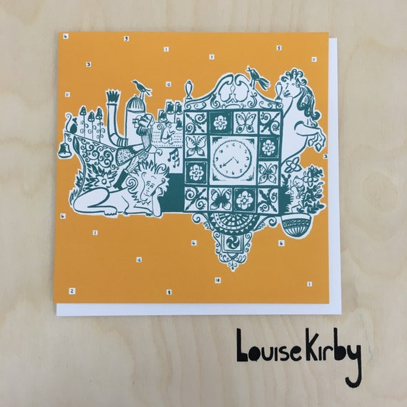 The Wellgate Clock Greetings Card / Clock Illustration / - Etsy