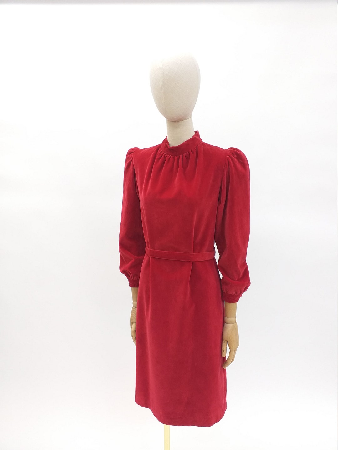 70s 80s Raspberry Pink Velvet Dress With Diamante Belt - Etsy