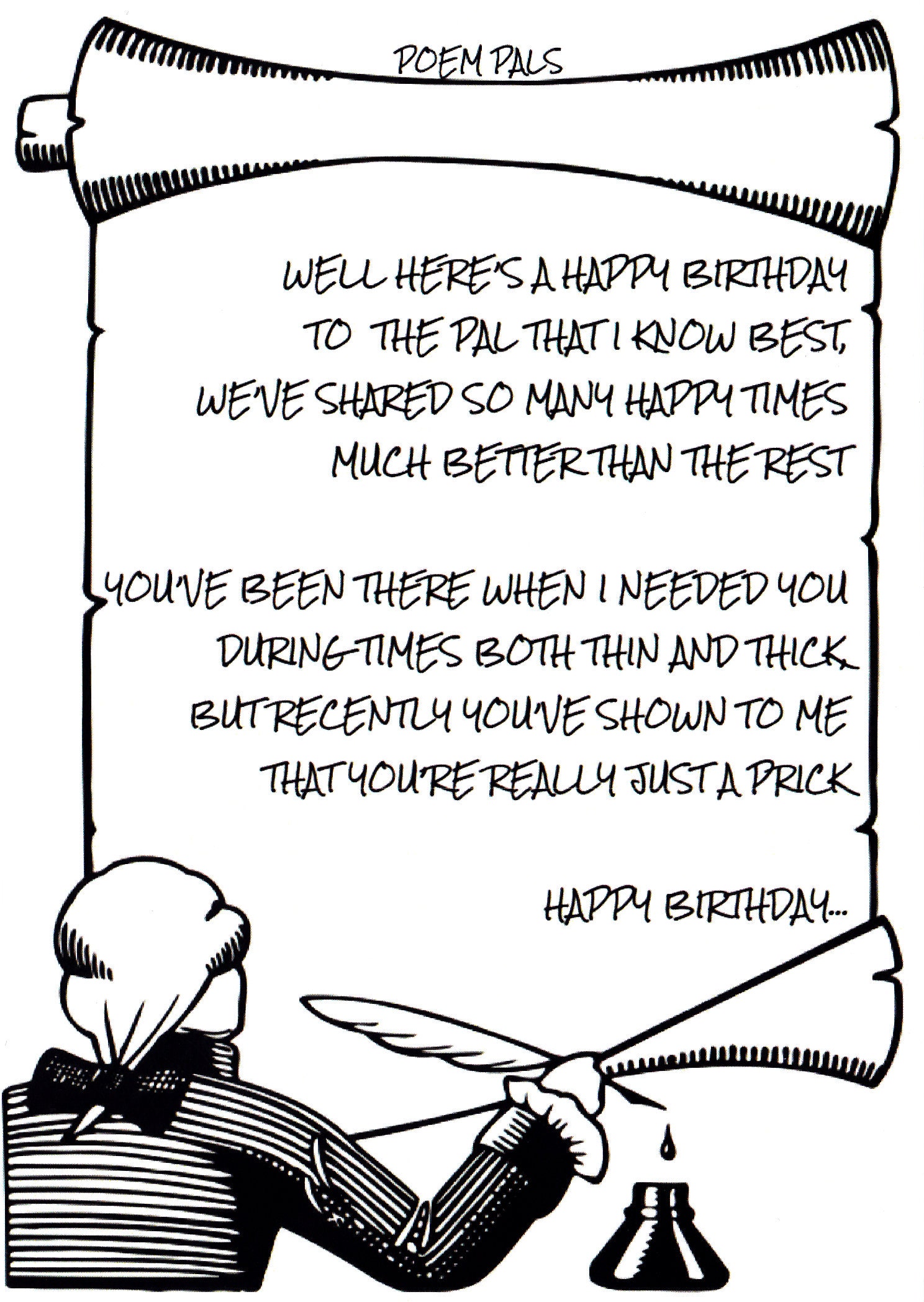 Poem Pals Happy Birthday Prickprickpoemrude Poemfunny - Etsy