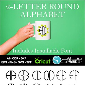 Buy 2 Get 1 Free, 2 Letter Circle Monogram Alphabet, Ai, CDR, Eps, SVG ...