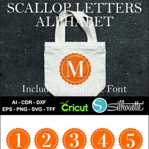 Buy 2 Get 1 Free, Scallop Monogram Alphabet Font, Ai, CDR, Eps, SVG ...