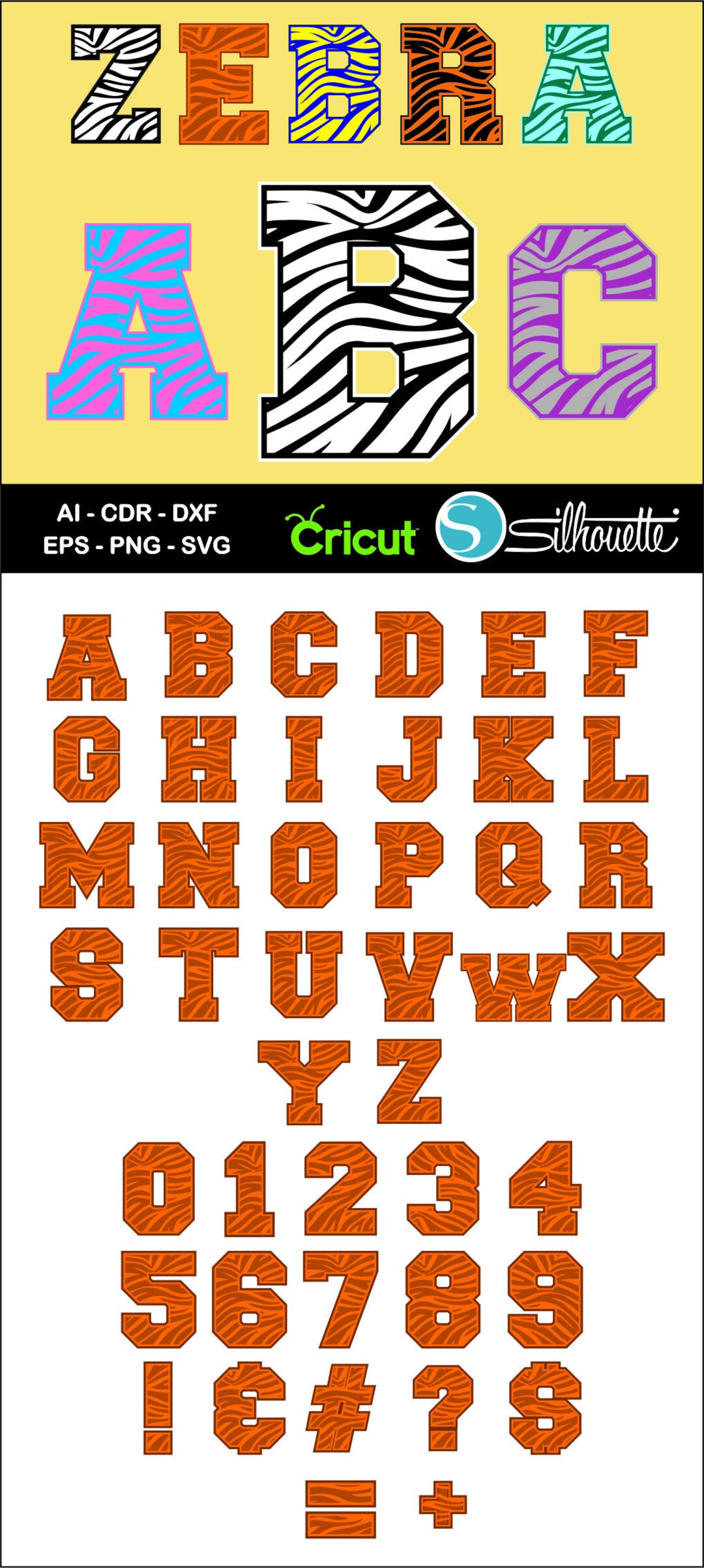Buy 2 Get 1 Free, Zebra Alphabet Font, Ai, CDR, Eps, SVG, Dxf, Png ...