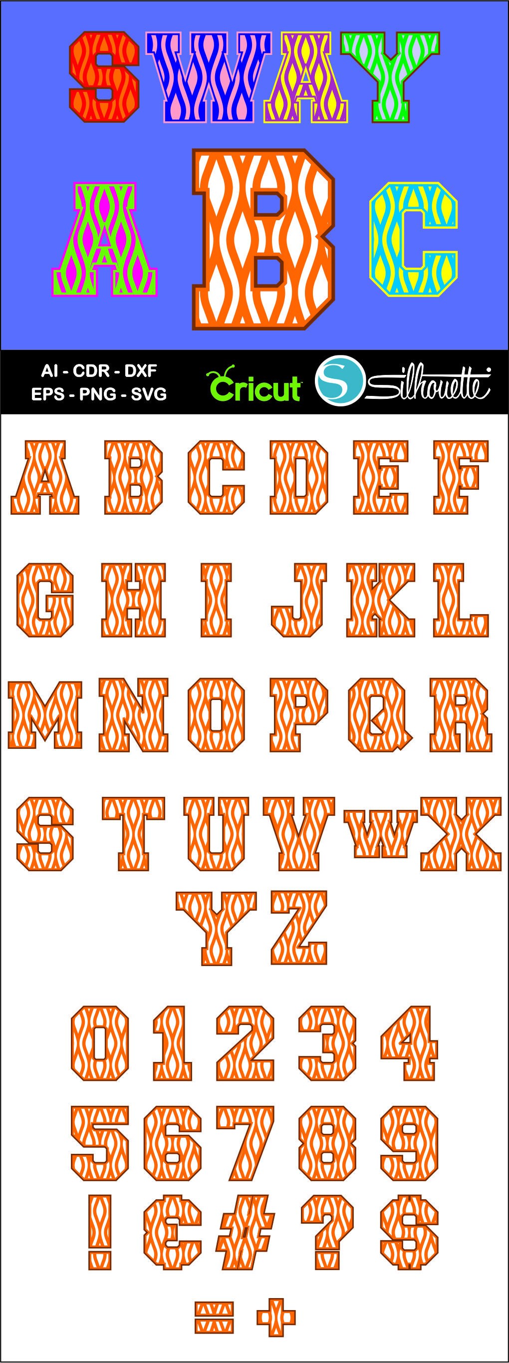 Buy 2 Get 1 Free, Sway Alphabet Font, Ai, CDR, Eps, SVG, Dxf, Png, Sway ...