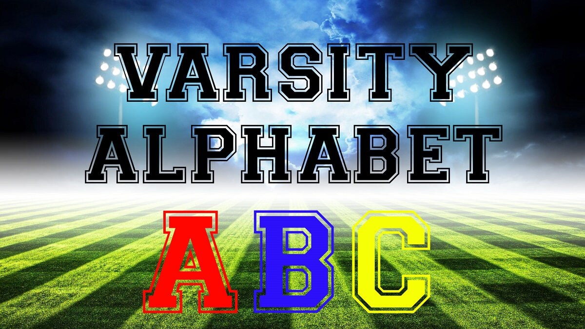 Buy 2 Get 1 Free, Varsity Alphabet Font, Ai, CDR, Eps, SVG, Dxf, Png ...