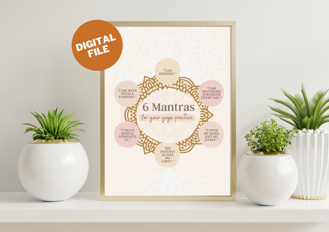 Yoga Affirmations Poster DIGITAL Mantras Print Mental Health Wellbeing ...
