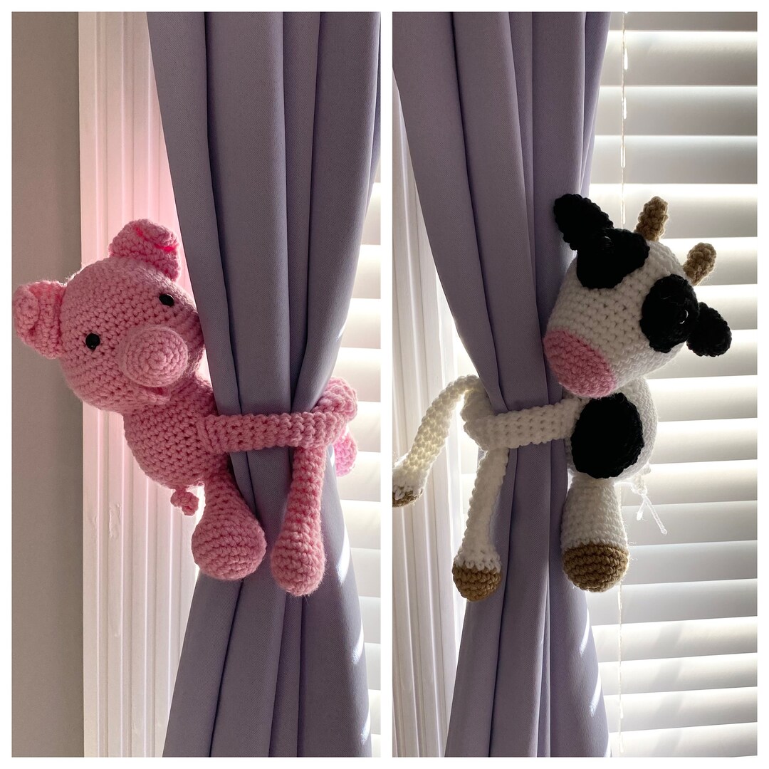 Curtain Tie Backs, Farm Tie Backs, Nursery Curtain Tiebacks, Amigurumi ...