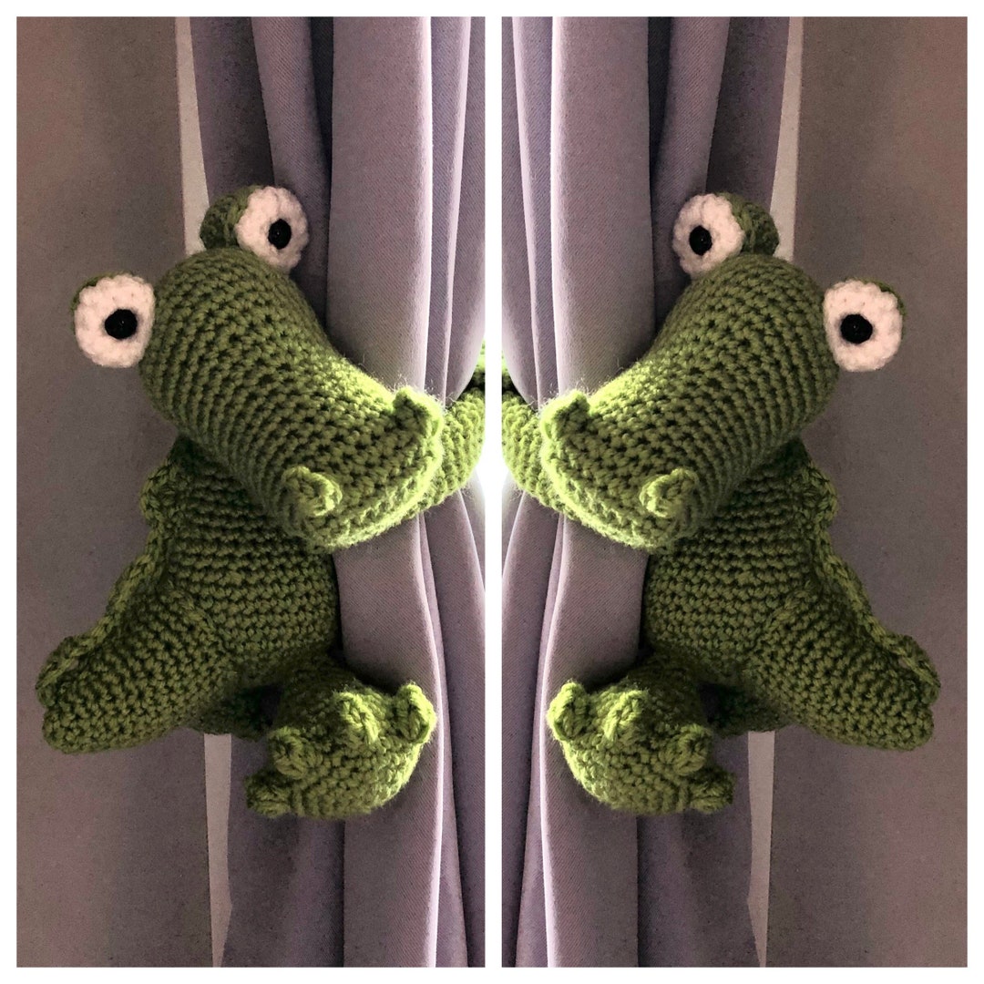 Crocodile Curtain Tie Backs, Crochet Crocodile Tiebacks, Crocodile ...
