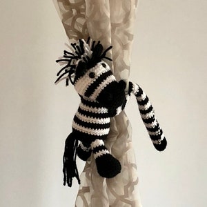 Zebra Tie Backs, Crochet Zebra Tiebacks, Nursery Curtain Tiebacks ...