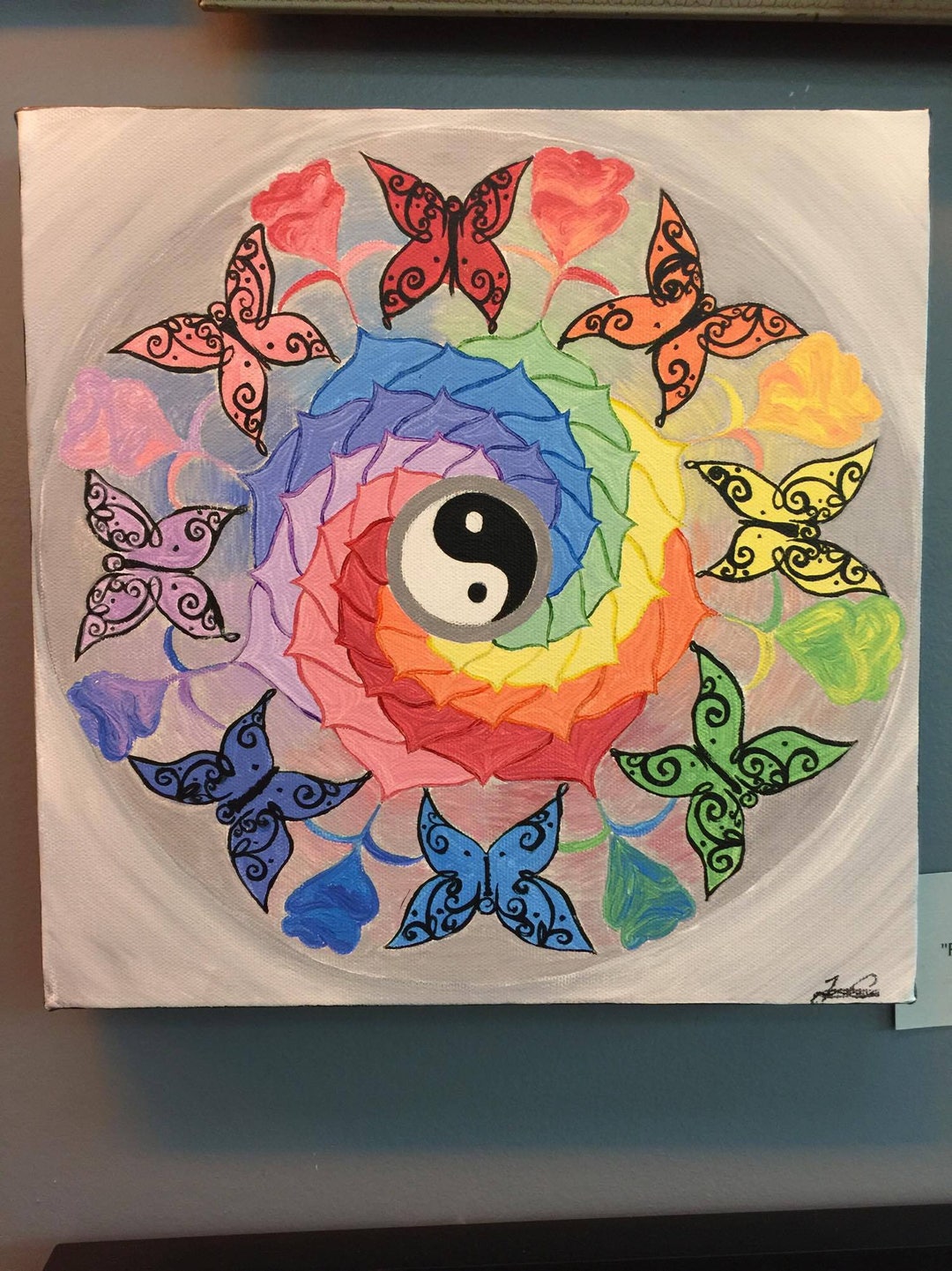 Rainbow Zen Wheel Acrylic Painting - Etsy