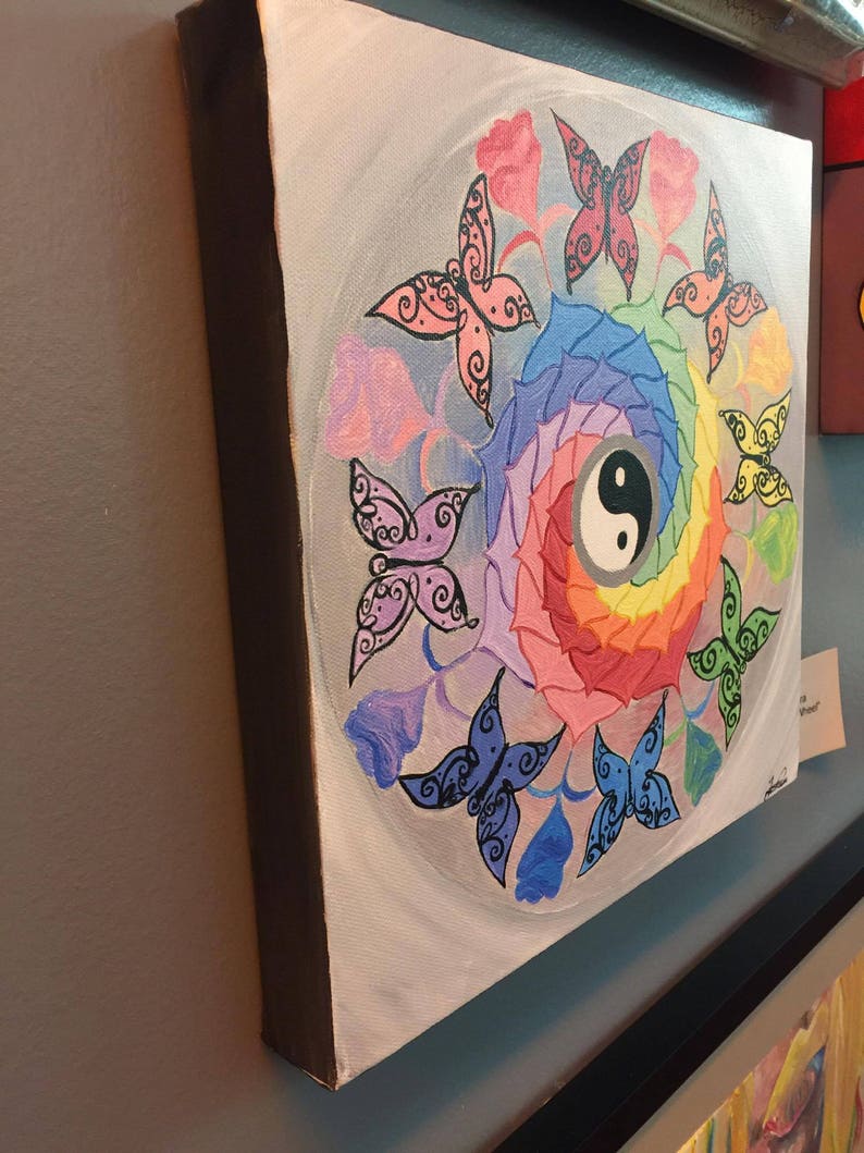 Rainbow Zen Wheel Acrylic Painting - Etsy