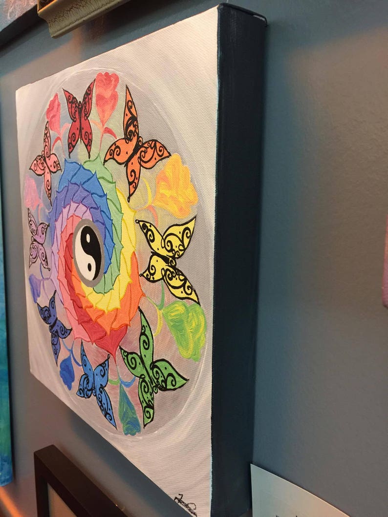 Rainbow Zen Wheel Acrylic Painting - Etsy