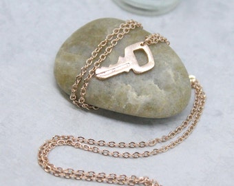 Gold key necklace | Etsy