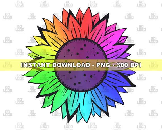 RAINBOW SUNFLOWER PNG Instant Download Instant Digital | Etsy