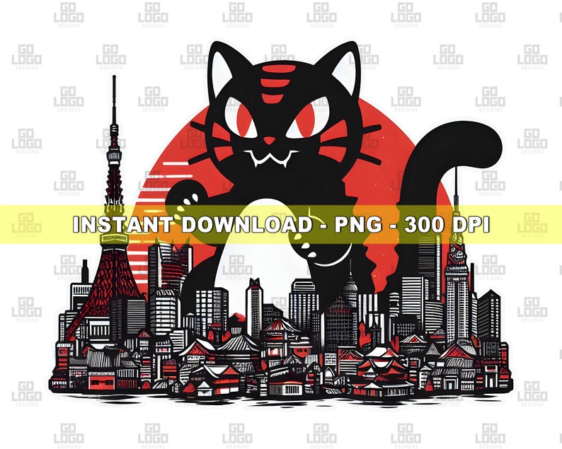 Japanese CATZILLA PNG Instant Download Digital Sublimation - Etsy