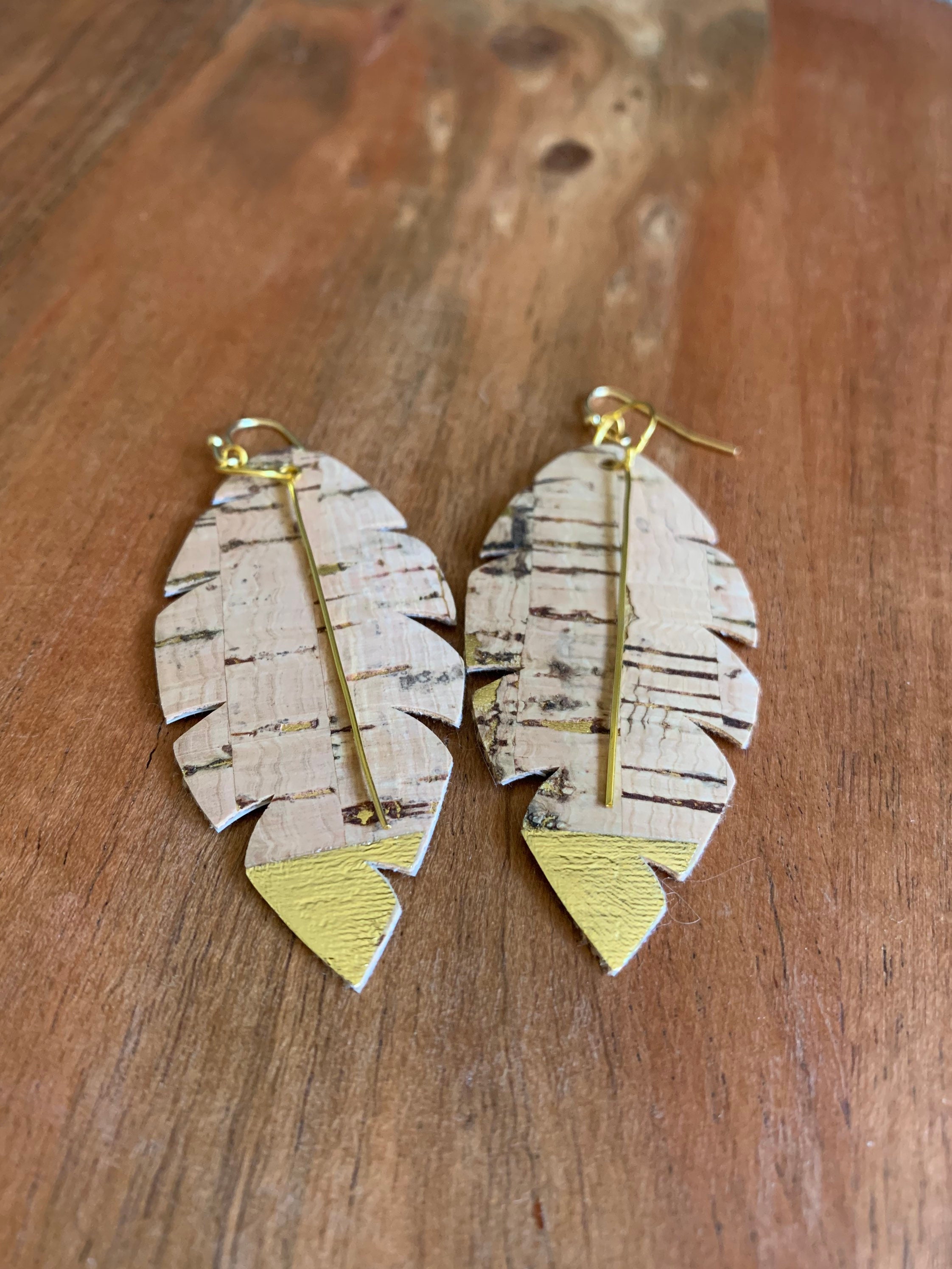 Feather Earring Feather Cork Earring Cork Earring | Etsy