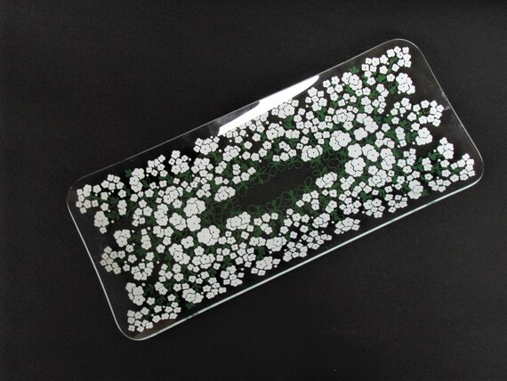 East German Vintage Rectangular Glass Plate Serving Tray Made | Etsy