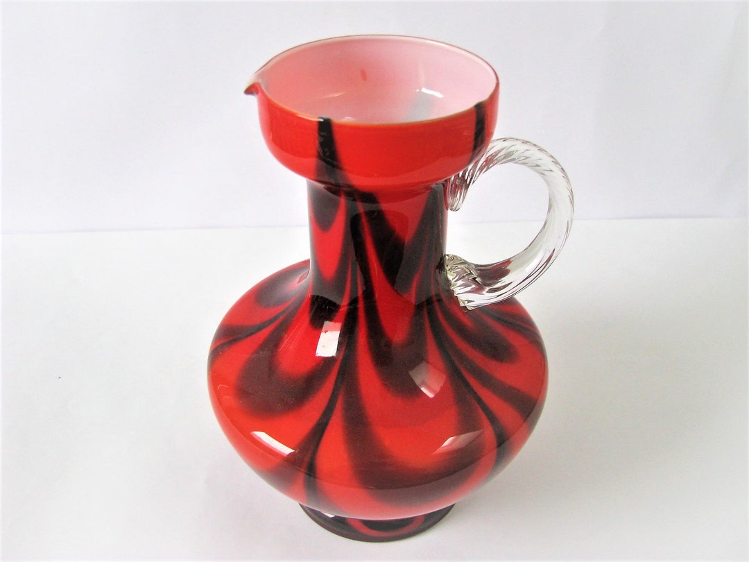 Vintage Italienische Opalglas Henkelvase VB Vetreria Borgonovo ...