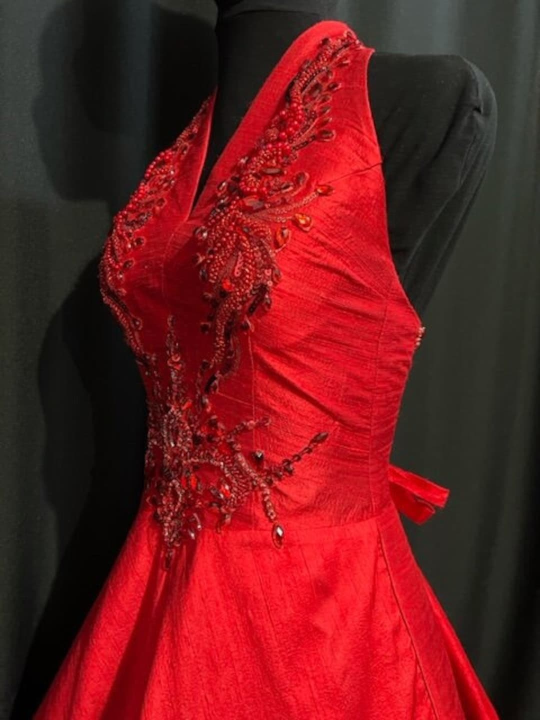 40s Inspired Red Silk Prom Dress Custom Made to Your Size - Etsy