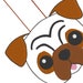 Puppy snap tab Backpack tag embroidery design cute pug face | Etsy