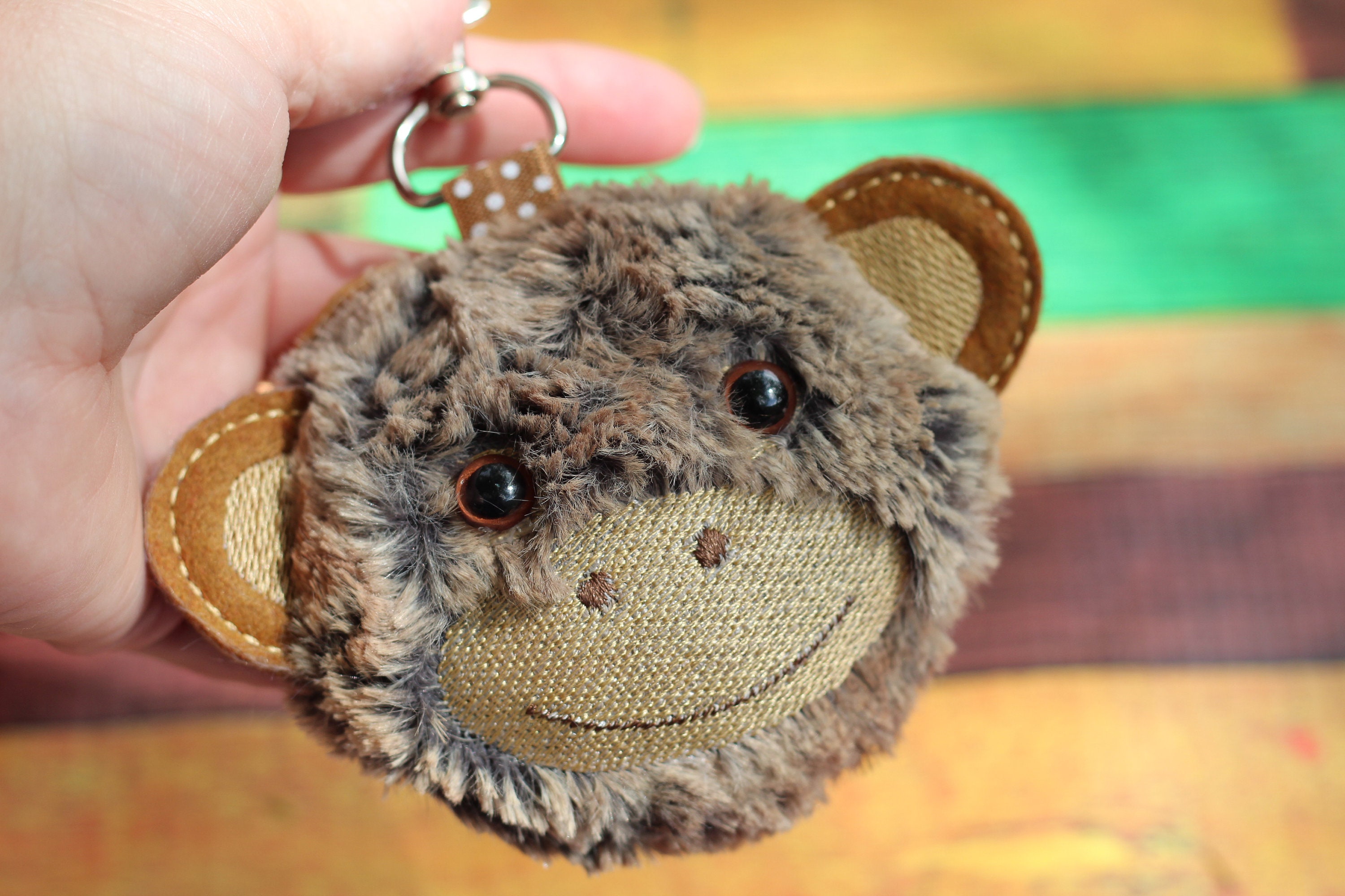 Monkey Fluffy Puff Embroidery Design – Keychain Stuffie (digital ...