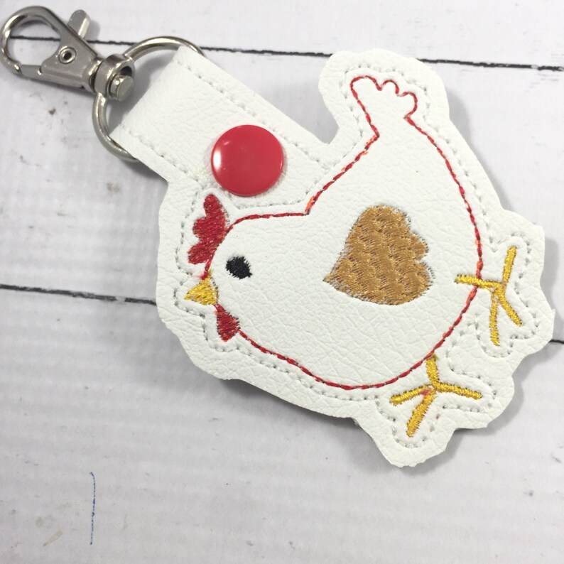 Chicken Snap Tab Embroidery Design – 4x4 Key Fob (digital Download) - Etsy