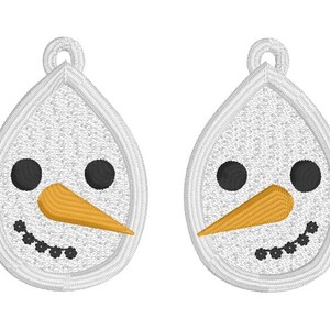 Snowman Face FSL Earrings - in the Hoop Freestanding Lace Earrings ...