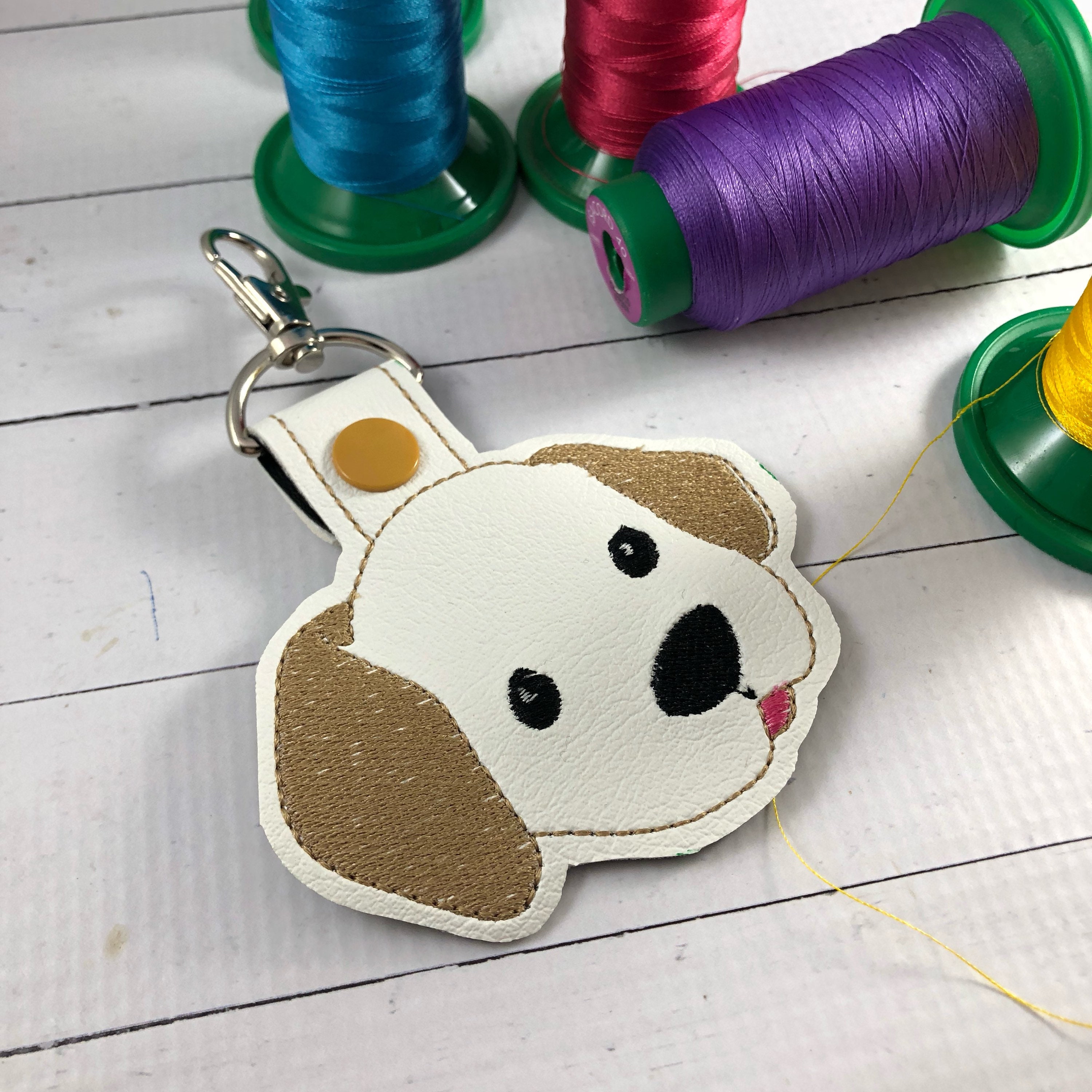 Puppy Snap Tab backpack Tag Embroidery Design Cute Dog | Etsy
