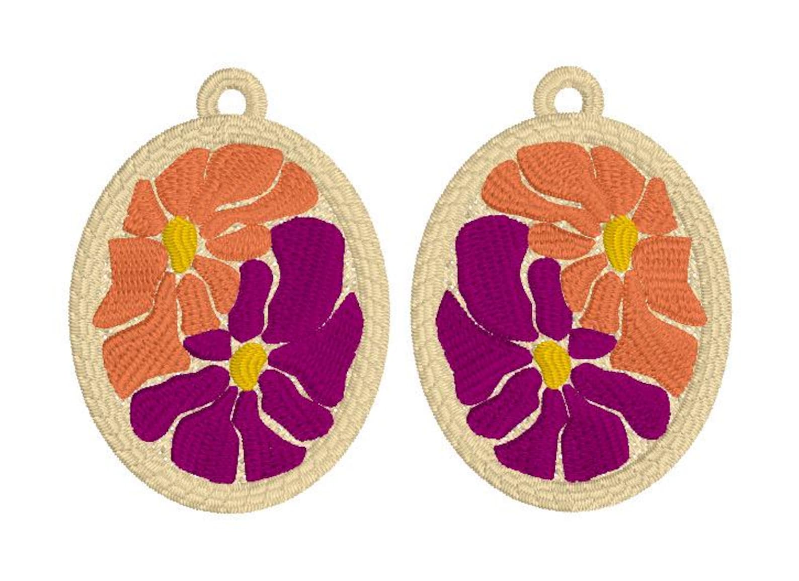 FSL Flower Earring Embroidery Design: Freestanding Lace (digital File ...