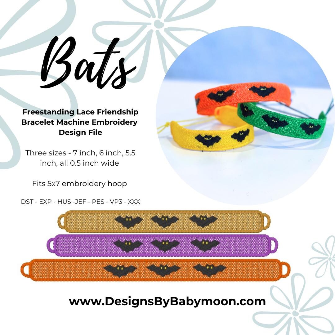 FSL Bat Friendship Bracelet: Machine Embroidery Design (digital ...