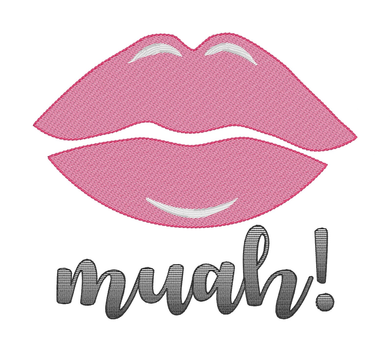 Lips Muah Embroidery Design: Sketch Word Art (digital Download) - Etsy