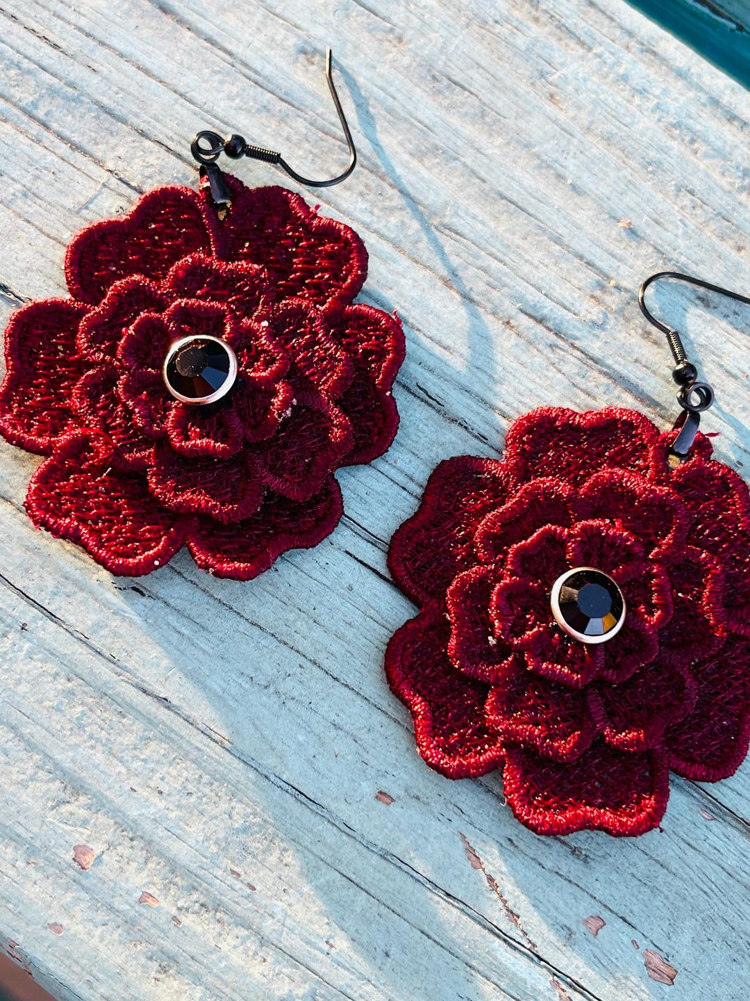 Poppy Blossom FSL Rivet Earrings - in the Hoop Freestanding Lace ...