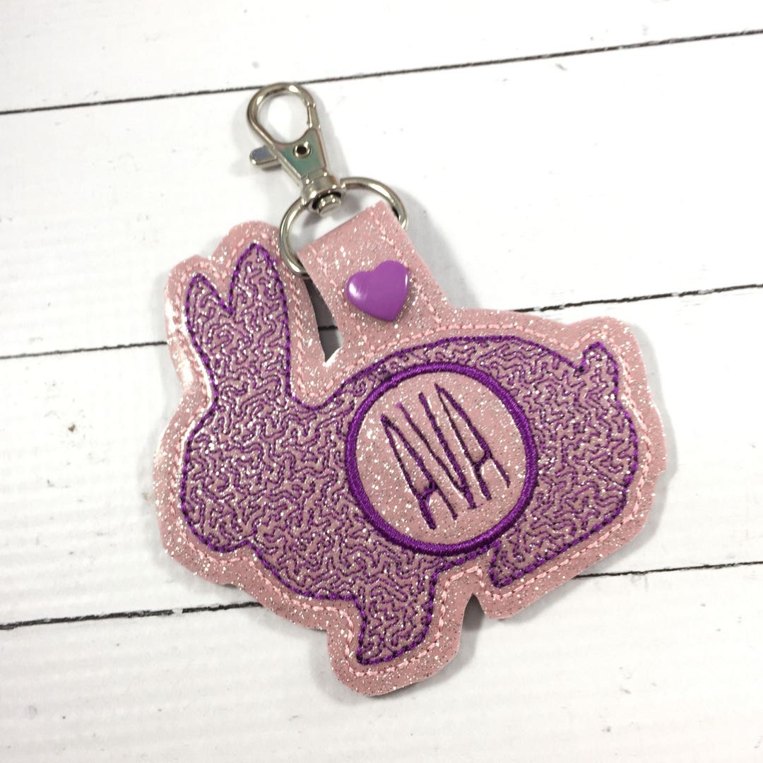 Monogram Rabbit Tag: ITH Bunny Key Fob Embroidery Design (4x4) - Etsy