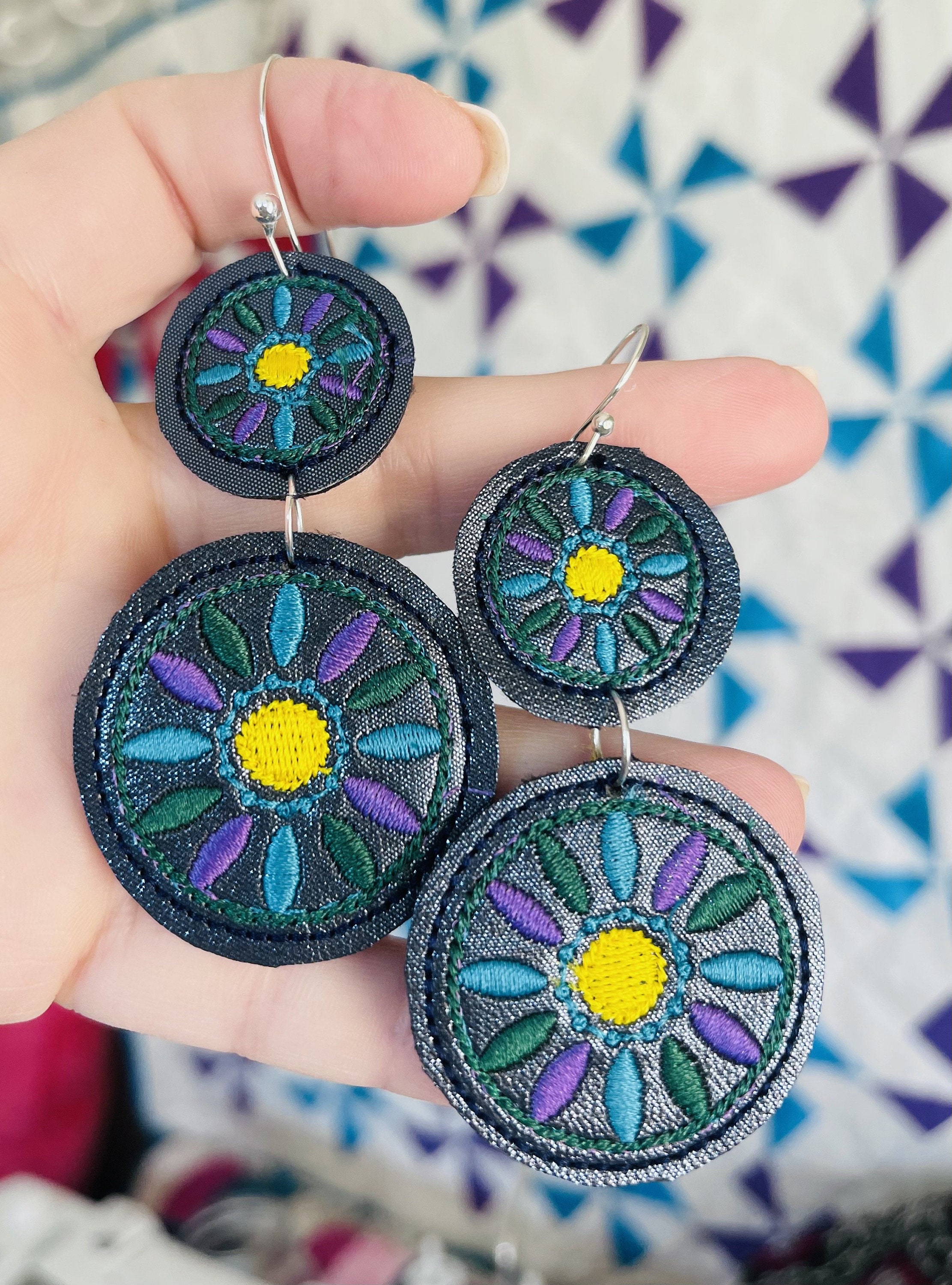 Boho Dangles in the Hoop Machine Embroidery Earring Design - Etsy