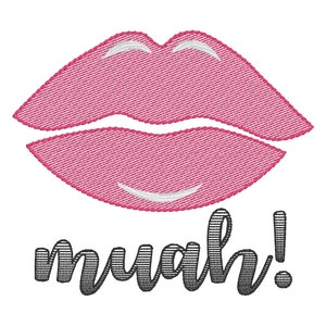 Lips Muah Embroidery Design: Sketch Word Art (digital Download) - Etsy