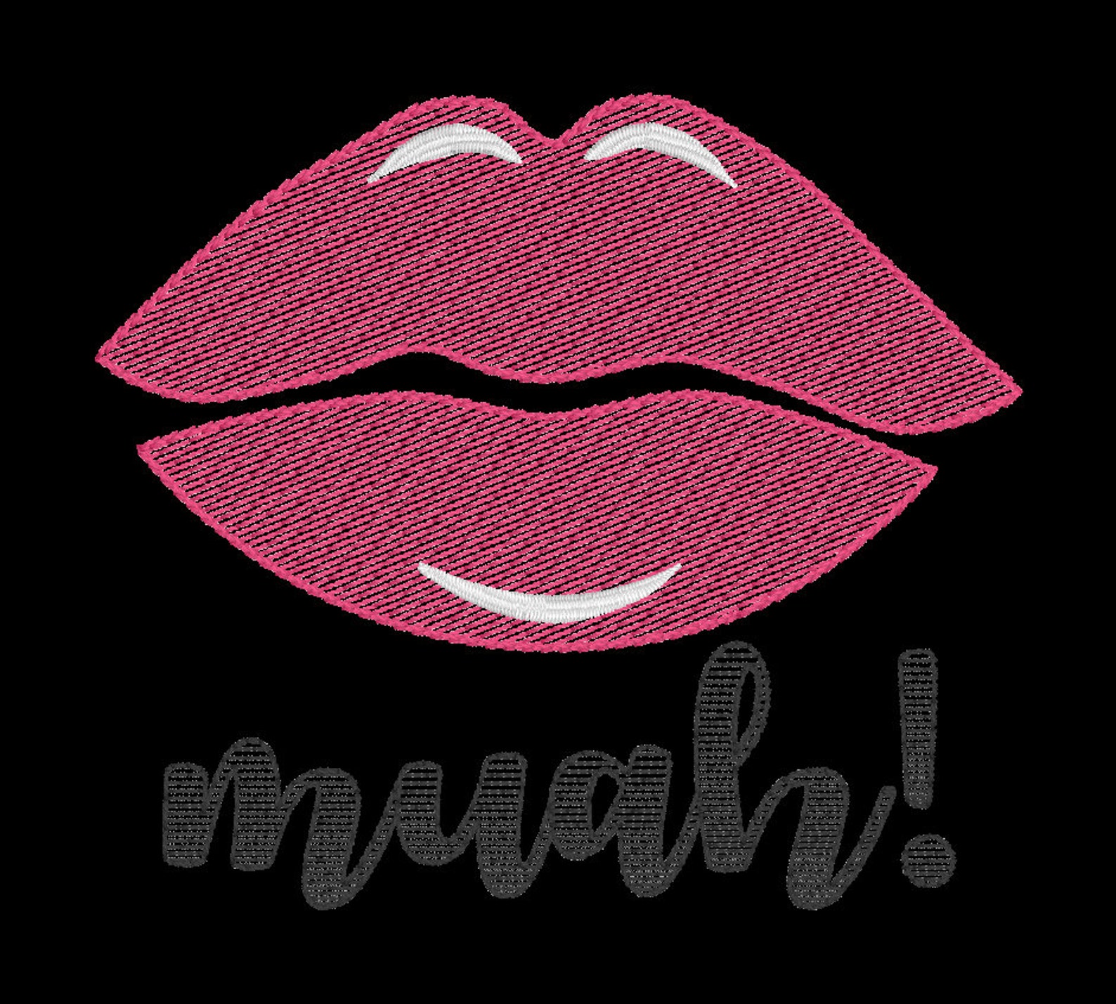 Lips Muah Embroidery Design: Sketch Word Art (digital Download) - Etsy