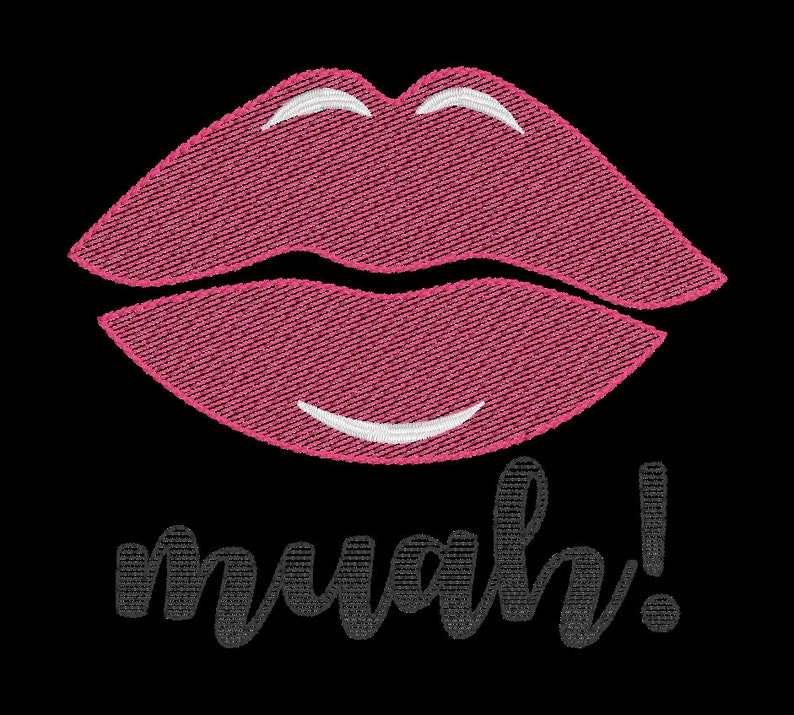 Lips Muah Embroidery Design: Sketch Word Art (digital Download) - Etsy
