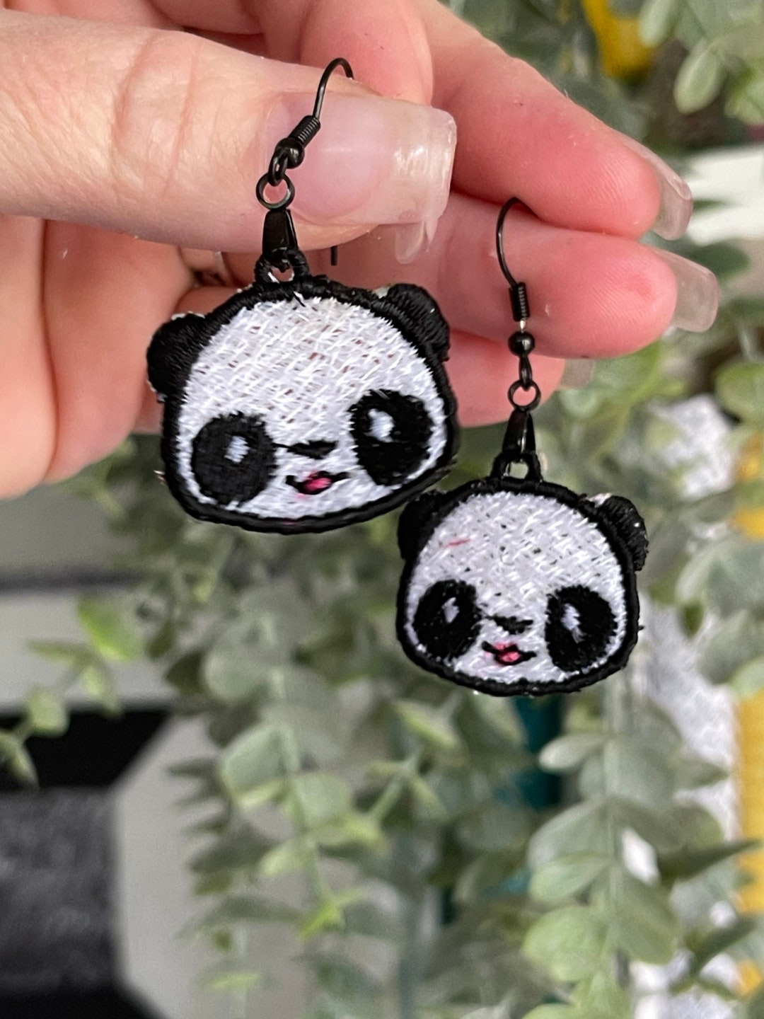 Panda Face Freestanding Lace Earrings: Machine Embroidery Design ...